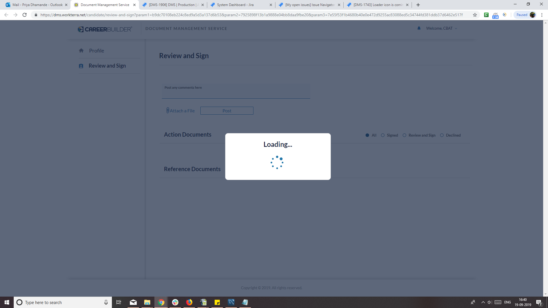 Dms 1743 Loader Icon Is Coming Twice For Review And Sign Link Workterra Jira